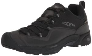 keen men's wasatch crest low height offset laces waterproof hiking shoes, black/magnet, 8.5