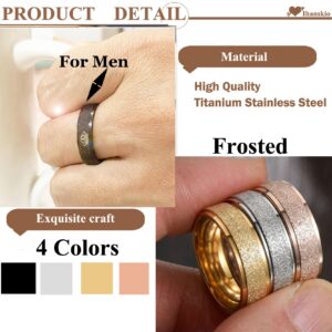 Customize Matching Frosted Promsie Couple Rings Black Rose Gold Engraved Matte Engagement Wedding Bands Anniversary Crown Elk Sun Heart Love Crown Personalized 6mm Stainless Steel