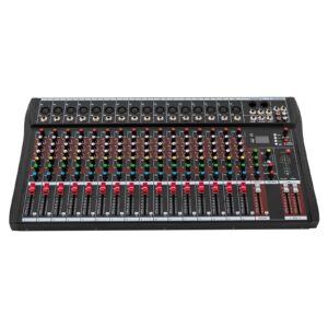 audio mixer 16 channel bluetooth live studio led display professional usb mixing console with 3-band eq sound board console dj studio audio mixer for pc recording music (16 channel)