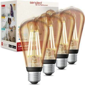 sengled smart light bulbs, retro wifi light bulbs, vintage filament led light bulbs, smart edison bulbs that work with alexa & google, st19 led bulb 60 watt equivalent, 2000k e26 no hub required,4pack