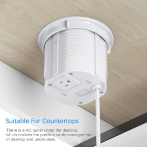 ANNQUAN Automatic Pop Up Countertop Outlet with 15W Wireless Charger,4 Outlets,2 USB Ports,4.75" Pop Up Electrical Outlet,Home Office Power Supply,Suit Kitchen Island RV Office Conference Table