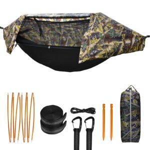 camping hammock with mosquito net and rainfly cover,camping hammock,lightweight portable hammock,waterproof camping hammock for outdoor backpacking hiking travel (camouflage)