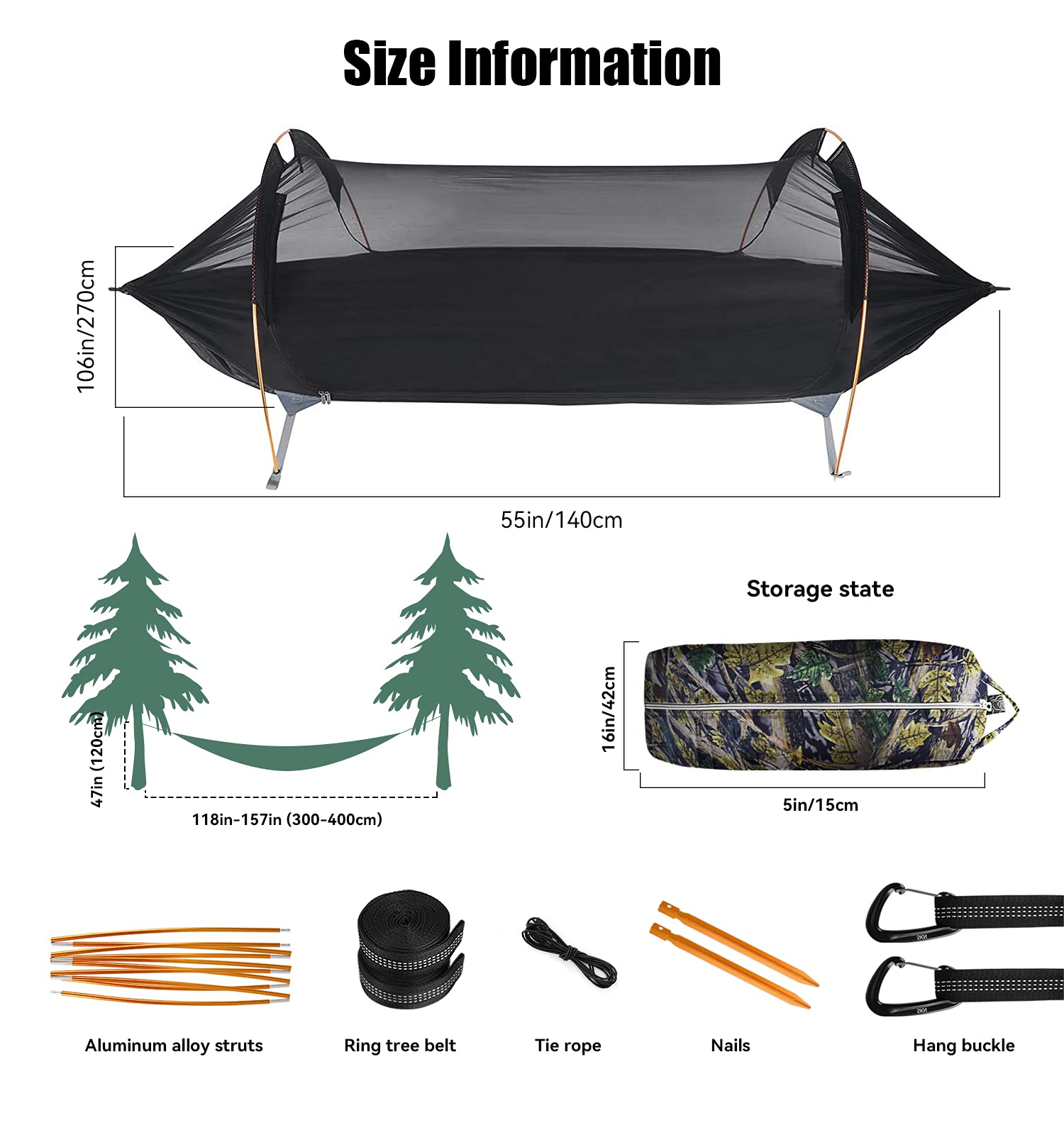 Camping Hammock with Mosquito Net and Rainfly Cover,Camping Hammock,Lightweight Portable Hammock,Waterproof Camping Hammock for Outdoor Backpacking Hiking Travel (Camouflage)