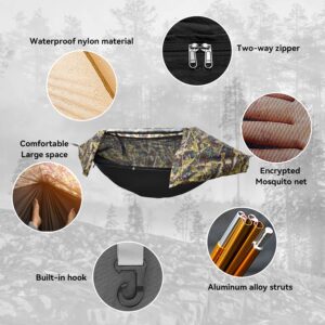 Camping Hammock with Mosquito Net and Rainfly Cover,Camping Hammock,Lightweight Portable Hammock,Waterproof Camping Hammock for Outdoor Backpacking Hiking Travel (Camouflage)