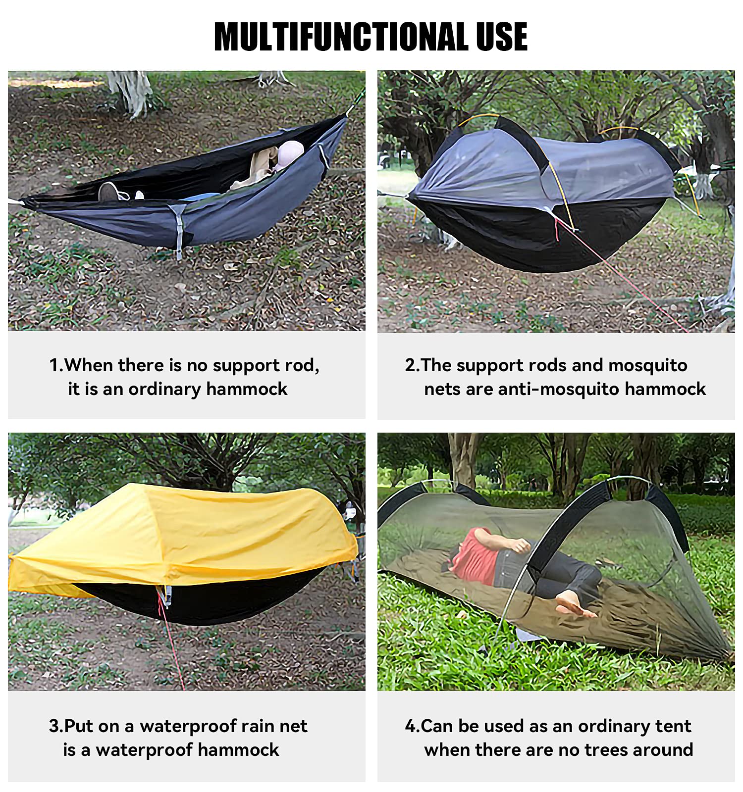 Camping Hammock with Mosquito Net and Rainfly Cover,Camping Hammock,Lightweight Portable Hammock,Waterproof Camping Hammock for Outdoor Backpacking Hiking Travel (Camouflage)