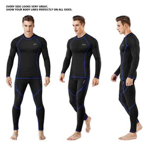 MOBIUSPHY Thermal Underwear for Men Long Johns Set with Fleece Lined Base Layer Top Bottom L Black