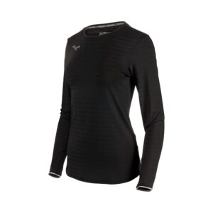 mizuno women's athletic eco long sleeve, black, medium