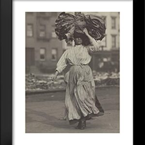 ArtDirect Hine, Lewis Wickes 20x23 Black Modern Framed Art Print Titled: On the Bowery New York City Taking Home the Family Job