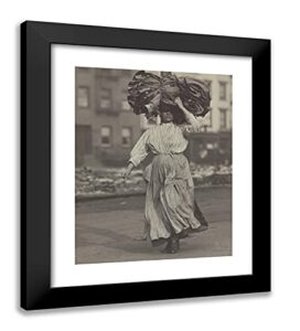 artdirect hine, lewis wickes 20x23 black modern framed art print titled: on the bowery new york city taking home the family job