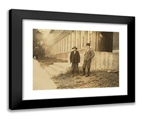 artdirect hine, lewis wickes 24x19 black modern framed art print titled: two boys working in friedman shelby shoe company