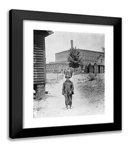 artdirect hine, lewis wickes 20x23 black modern framed art print titled: eddie norton a sweeper in saxon mill spartenburg, sc