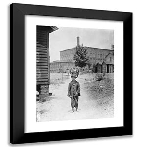 ArtDirect Hine, Lewis Wickes 20x23 Black Modern Framed Art Print Titled: Eddie Norton a Sweeper in Saxon Mill Spartenburg, SC