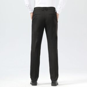 Plaid&Plain Men's Dress Pants Slim Fit Stretch Khaki Pants Wrinkle Free 8802 Black 34x30