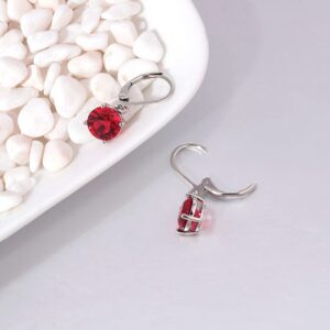 CiNily Leverback Dangle Earrings Created Red Crystal Drop Earrings White Gold Plated Jewelry for Women 8 mm