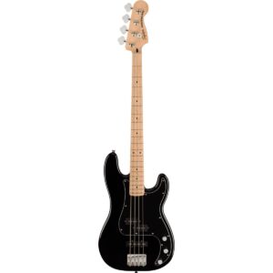 squier by fender precision bass guitar kit, affinity series, laurel fingerboard, black, poplar body, maple neck, with guitar bag and rumble 15 amp bass amp, cable, guitar strap and more