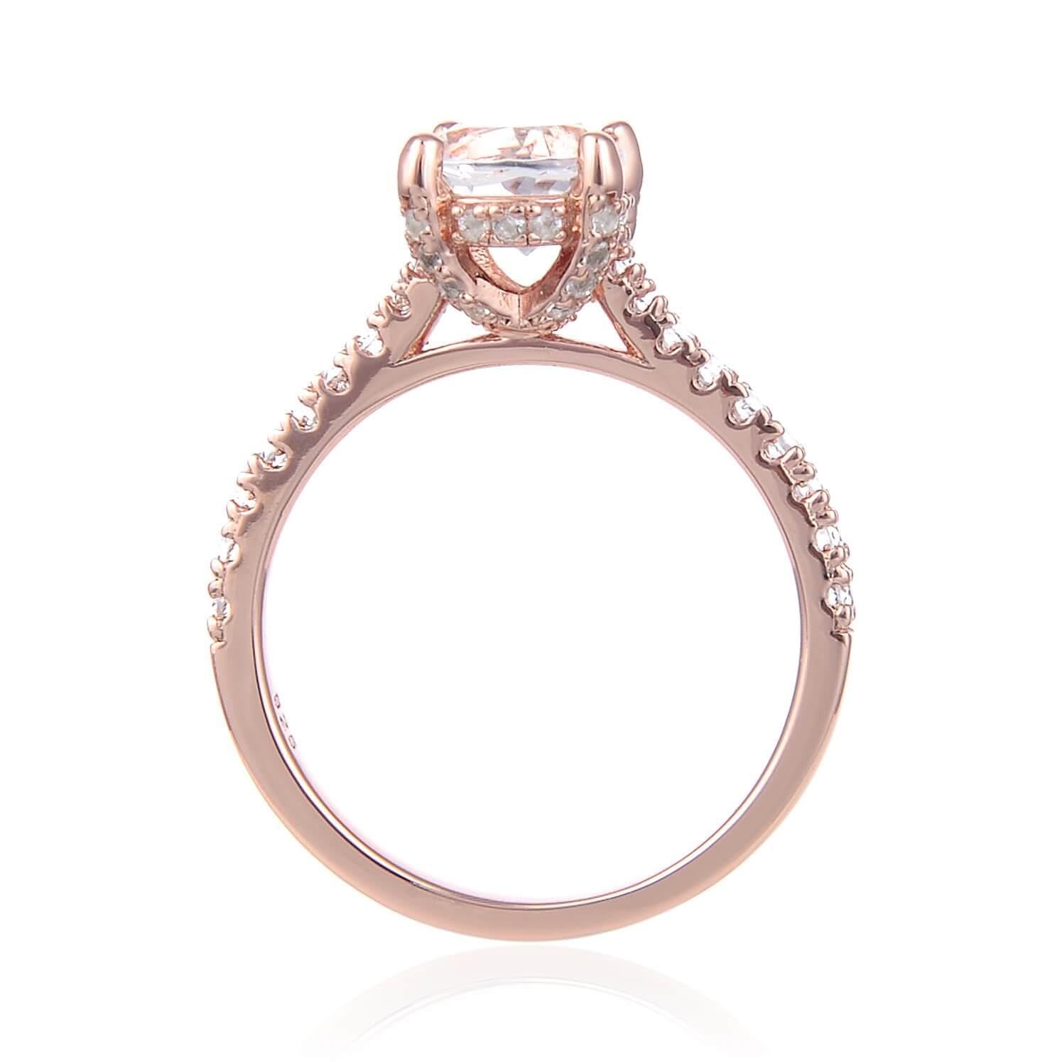 Fine Color Jewels 1.30 carat Round Rose Gold White Topaz Solitaire Cute Rings For Women in 925 Sterling Silver- Rose Gold Ring (Size 5, 6, 7, 8)