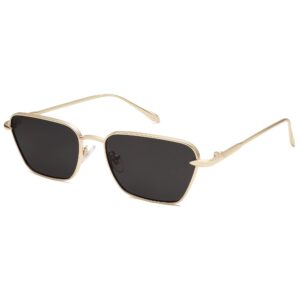 SOJOS Small Rectangle Sunglasses Fashion Narrow Designer Fun Sun Glasses SJ1158, Gold/Grey