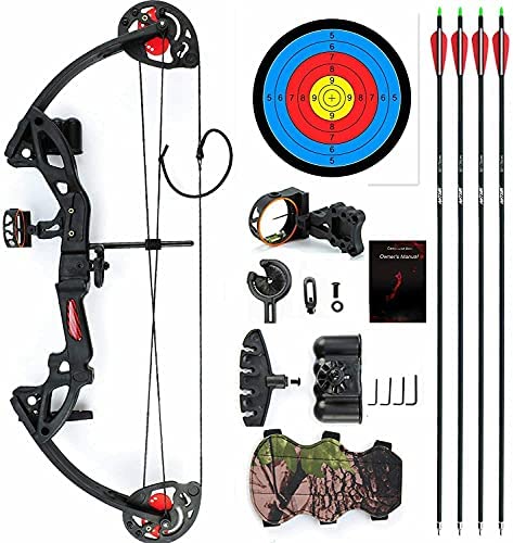 Youth Compound Bow and Arrow Set for Women/Beginner/Teenagers,with 4pcs Carbon Arrows Archery Right/Left Handed, 19”-28” Draw Length, 15-29lbs Draw Weight Archery Hunting Equipment.