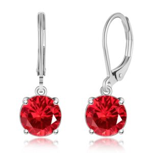 cinily leverback dangle earrings created red crystal drop earrings white gold plated jewelry for women 8 mm