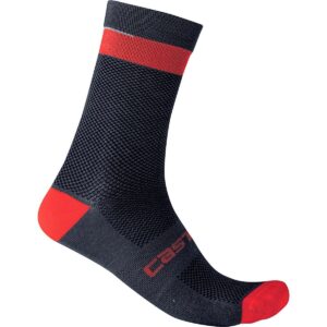 castelli alpha 18 sock savile blue/red, l/xl