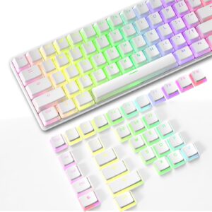 108 key double shot pbt pudding keycaps with translucent layer keycap puller for standard full 104key compact 61key/68key/87key/96key mechanical keyboard mx switch diy keycap(white keycaps)