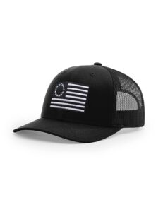 patriotic betsy ross american flag embroidered richardson 112 trucker cap hat black/black