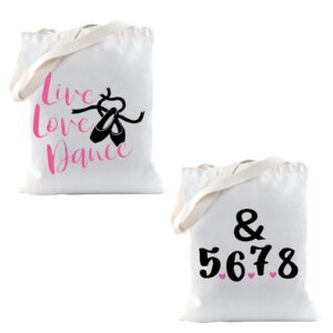 tsotmo live love dance canvas tote bag &5678 gift dancer canvas tote bag dance teacher gift canvas tote bag travel case (dance canvas)