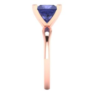 Clara Pucci 2.5 ct Princess Cut Solitaire Simulated Tanzanite Engagement Wedding Bridal Promise Anniversary Ring in 18K Rose Gold Size 4