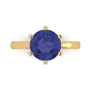 clara pucci 3 ct round cut solitaire simulated tanzanite excellent engagement bridal promise anniversary ring 18k yellow gold size 7.25