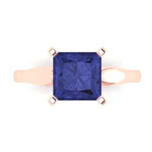 clara pucci 2.5 ct princess cut solitaire simulated tanzanite engagement wedding bridal promise anniversary ring in 18k rose gold size 4