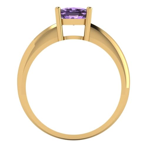 Clara Pucci 1.50 ct Cushion Cut Solitaire Simulated Alexandrite Engagement Bridal Promise Anniversary Ring 18K Yellow Gold Size 3.75