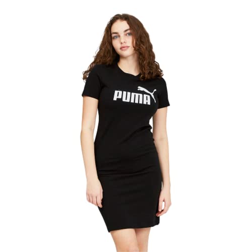 PUMA womens Essentials Slim Tee Dress, Puma Black, X-Small US