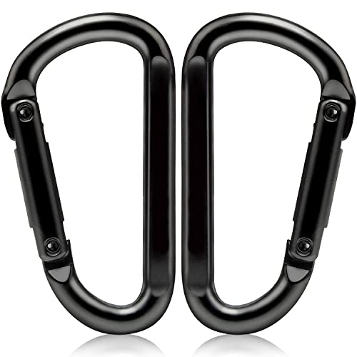 EZYA Carabiner Clip, 860lbs, 3" Iron Heavy Duty Carabiner, D Shape Hook - Hammocks, Camping, Hiking Accessories, Keychains, Caribiniers for Dog Leash, Yoga Swing, Gym etc, Black