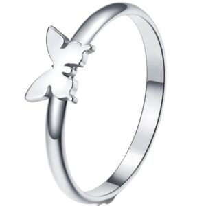 jude jewelers stainless steel cute butterfly style wedding engagement promise statement anniversary ring (silver, 6)