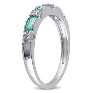 2 4/5 CT Emerald Shape Simulated Green Emerald & White Cubic Zirconia Half Eternity Wedding Engagement Band Ring in 14K White Gold Plated 925 Sterling Silver (2.80 Cttw) Ring Size - 11