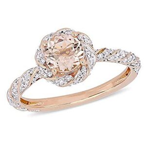 2 1/2 ct round shape simulated pink morganite & white cubic zirconia twisted wedding engagement ring in 14k rose gold plated 925 sterling silver (2.50 cttw) ring size - 4.5