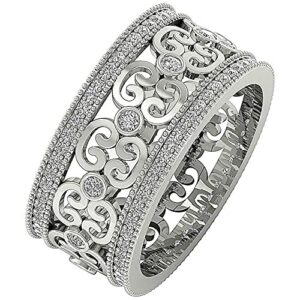 2 1/2 CT Round Shape White Cubic Zirconia Fashionable Eternity Wedding Engagement Anniversary Band Ring in 14K White Gold Plated 925 Sterling Silver (2.50 Cttw) Ring Size - 8.5