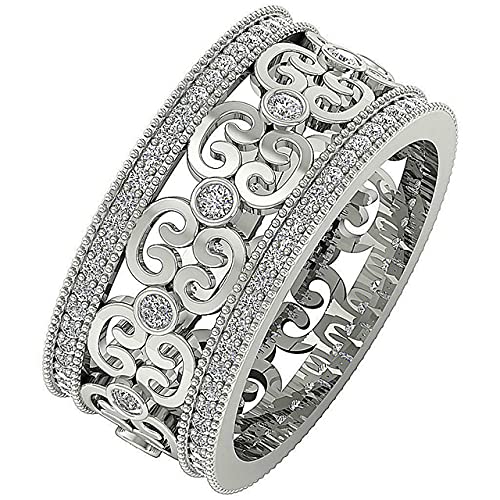 2 1/2 CT Round Shape White Cubic Zirconia Fashionable Eternity Wedding Engagement Anniversary Band Ring in 14K White Gold Plated 925 Sterling Silver (2.50 Cttw) Ring Size - 8.5