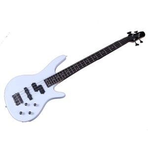 Trlec 4 String GJazz Electric Bass Guitar Full Size Right Handed, with Power Line and Wrench Tool,White