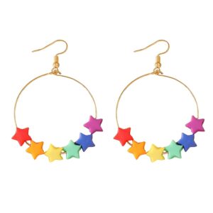 tianbangshi unique cute resin dangle drop earring funny cartoonn rainbow color stars drop earrings acrylic tassel earrings for women jewelry gifts (style-3)