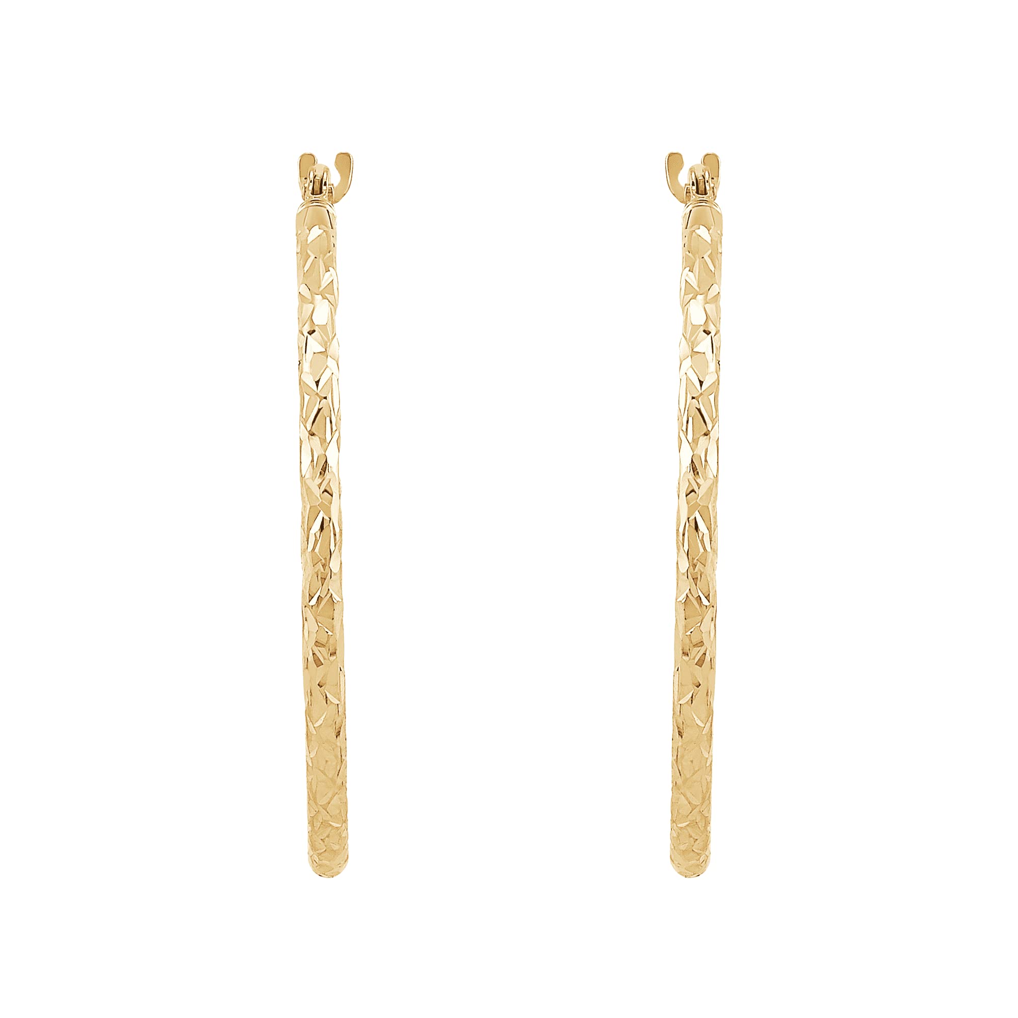 Welry Crystal-Cut Tube Hoop Earrings for Women, 10K Yellow Gold, Jewelry Gift Idea, 28mm