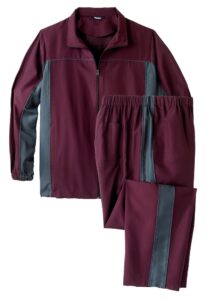 kingsize men's big & tall long sleeve colorblock tracksuit - 5xl, deep burgundy carbon colorblock