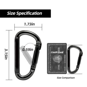 EZYA Carabiner Clip, 860lbs, 3" Heavy Duty Carabiner, D Ring Hooks - Keychains, Camping, Hiking Accessories, Caribiniers for Dog Leash, Hammocks, Yoga Swing, Gym etc, Black, 4PCS