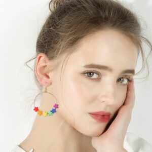 TIANBANGSHI Unique Cute Resin Dangle Drop Earring Funny Cartoonn Rainbow Color stars Drop Earrings Acrylic Tassel Earrings for Women Jewelry Gifts (Style-3)