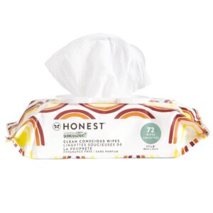 the honest company clean conscious unscented wipes | over 99% water, compostable, plant-based, baby wipes | hypoallergenic for sensitive skin, ewg verified | rainbow, 72 count