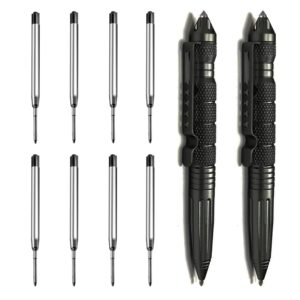 origin-joy 2 pack tungsten steel military tactical pen set, multifunctional edc self defense pen with 8 ballpoint refills