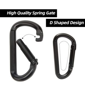 EZYA Carabiner Clip, 860lbs, 3" Heavy Duty Carabiner, D Ring Hooks - Keychains, Camping, Hiking Accessories, Caribiniers for Dog Leash, Hammocks, Yoga Swing, Gym etc, Black, 4PCS