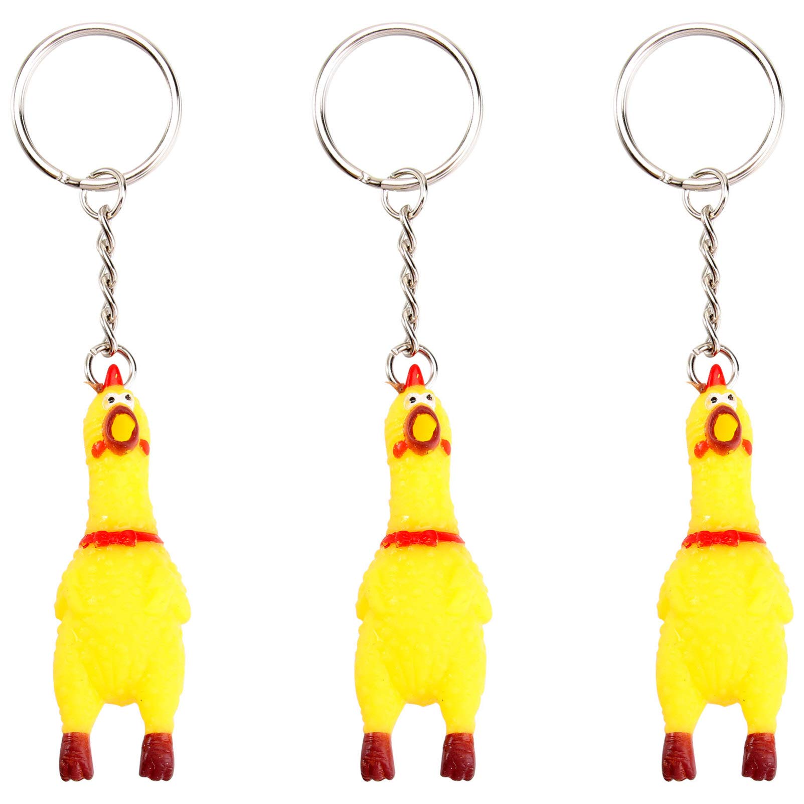 3 Pack Screaming Chicken Keychain, Mini Rubber Squeeze Screaming Chicken Toy Pendant Keychain for Bags Keys