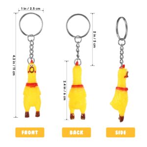 3 Pack Screaming Chicken Keychain, Mini Rubber Squeeze Screaming Chicken Toy Pendant Keychain for Bags Keys