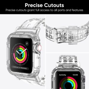 Sport Clear Watch Band Compatible for Apple Watch 38mm 40mm 42mm 44mm, Breathable Soft Protector Drop-Proof Replacement Strap Women Men Compatible with iWatch Series SE/6/5/4/3/2/1, Sport Edition